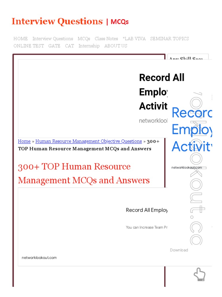 300+ TOP Human Resource Management MCQs and Answers 2023 | PDF | Human Resource Management ...