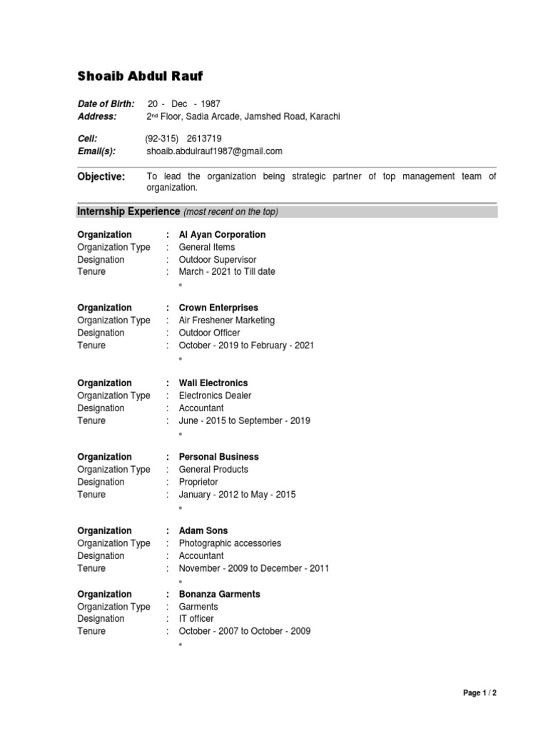 Shoaib CV | PDF