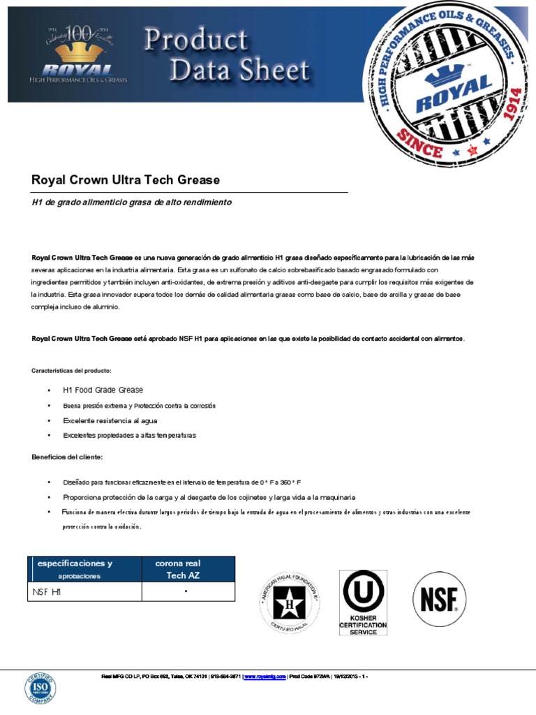 Royal CrownTech Ultra Grease (FG CS) .En - Es | PDF | Materiales ...