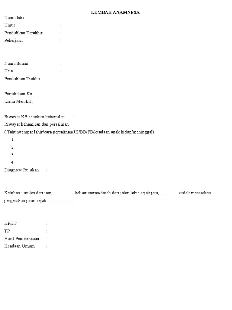 MEDICAL RECORD: PATIENT ANAMNESIS | PDF
