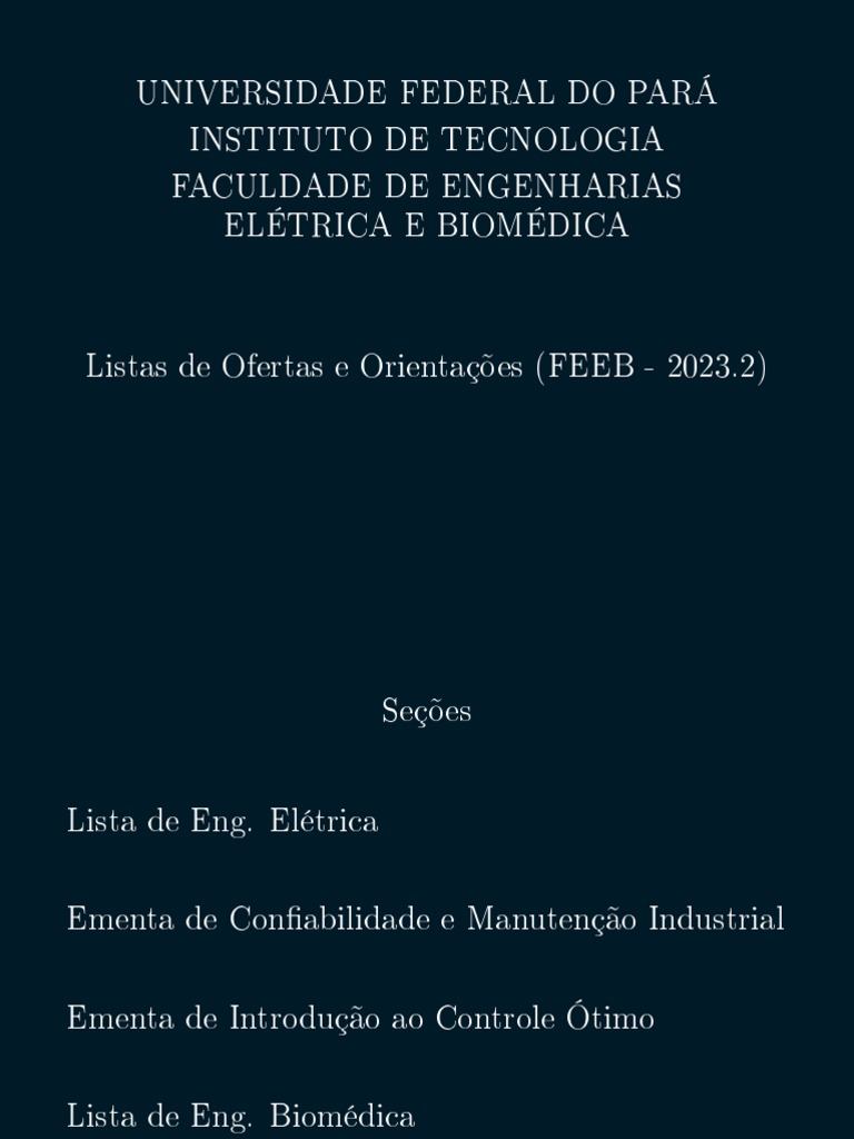 FEEB Listas e Orientacoes 2023.2 | PDF | Engenharia Elétrica | Filtro ...