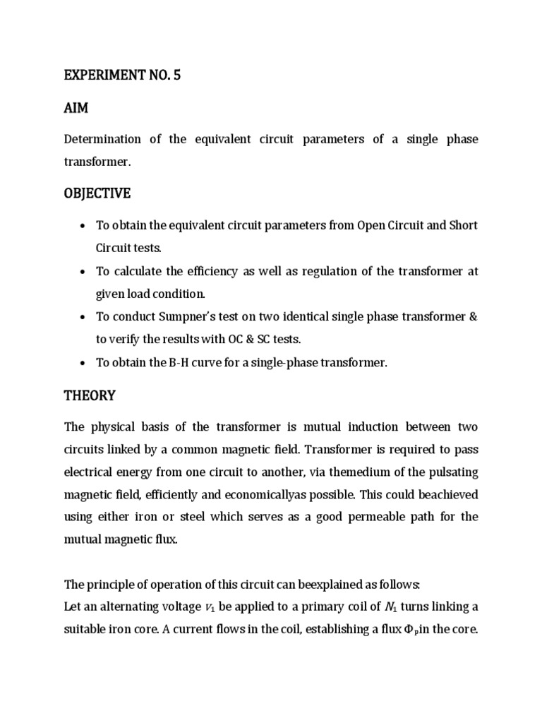 Exp 5 | PDF | Transformer | Inductor