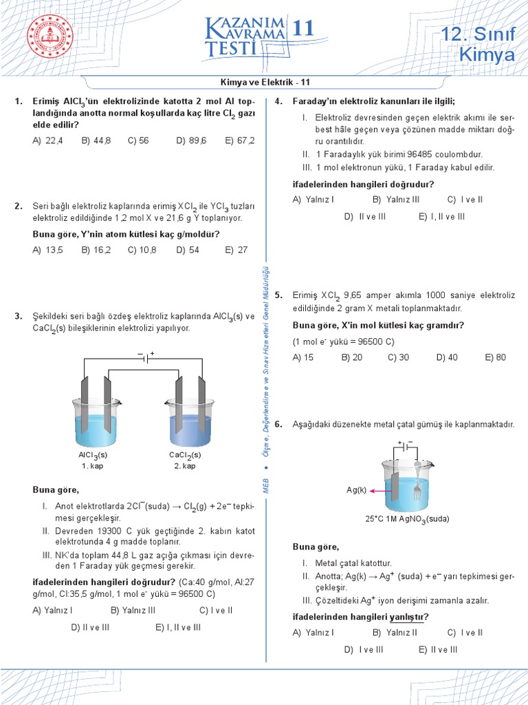 Sınıf 12. Sınıf Kimya Kimya: 1. Kap 2. Kap | PDF
