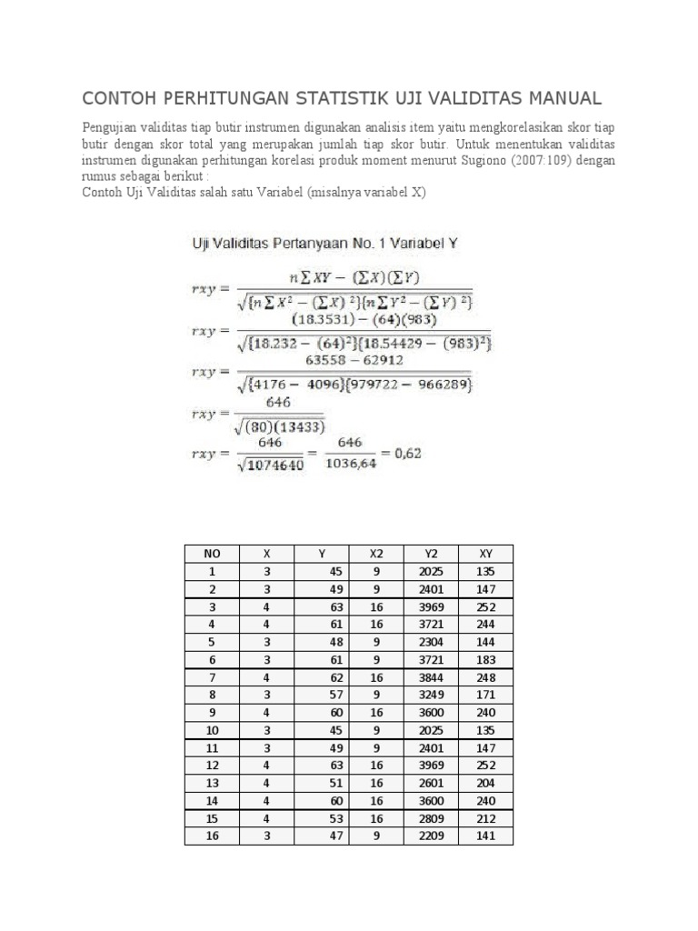 Uji Validitas Manual Statistik | PDF