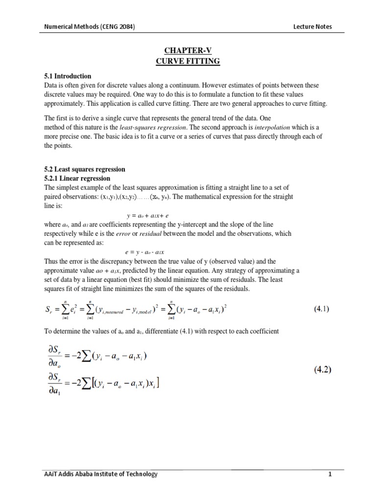 Chapter 5 Curve Fitting | PDF | Least Squares | Errors And Residuals Chapter 5 Curve Fitting | PDF | Least Squares | Errors And Residuals