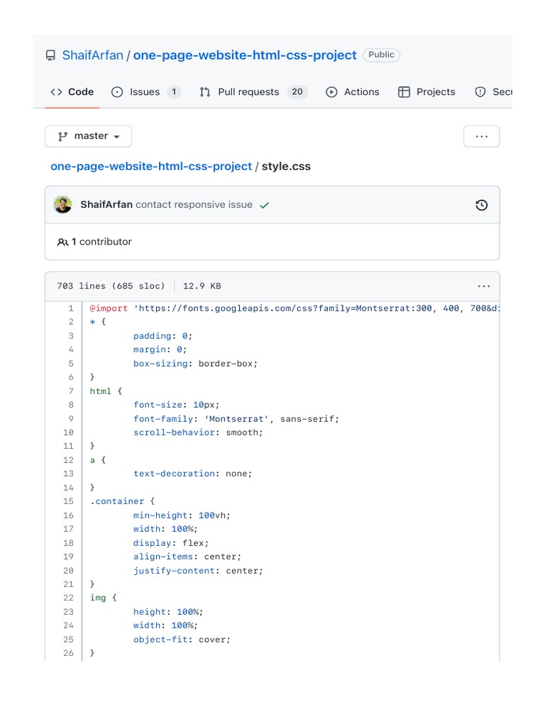 One Page Website HTML Css Project Style - Css at Master ShaifArfan One Page Website HTML Css ...