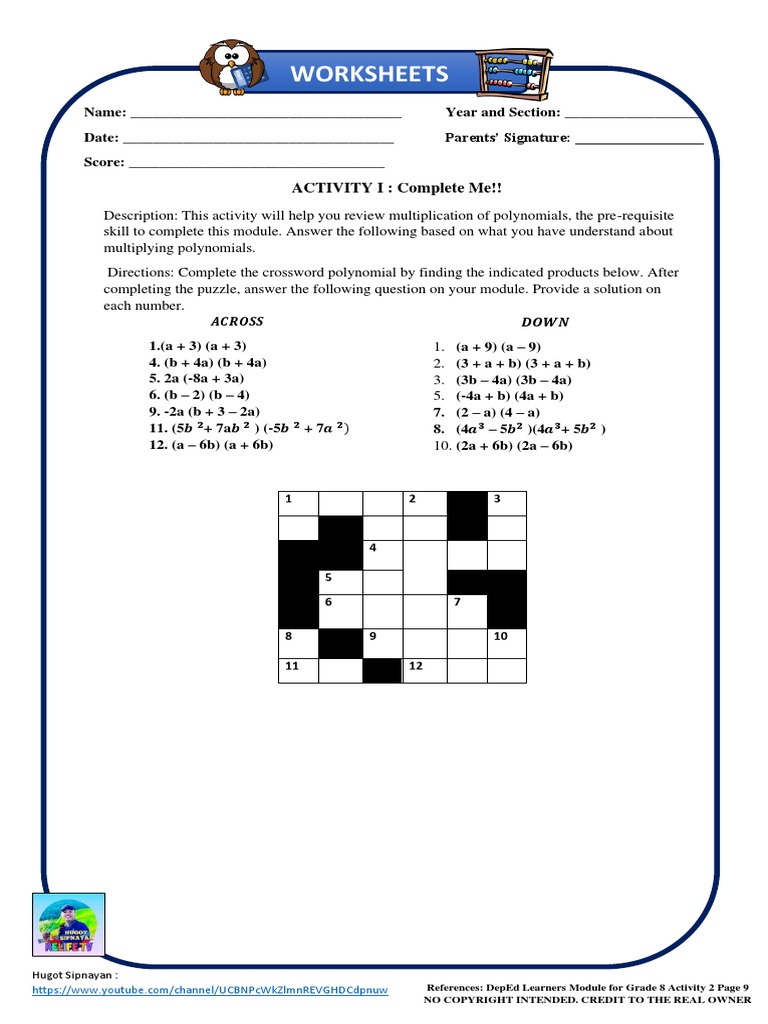 Grade 8 Mathematics - Melc-Based Worksheet Sheets | PDF | Factorization ...