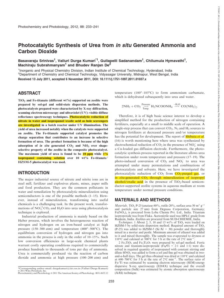 Photochem Photobiology - 2011 - Srinivas - Photocatalytic Synthesis of ...