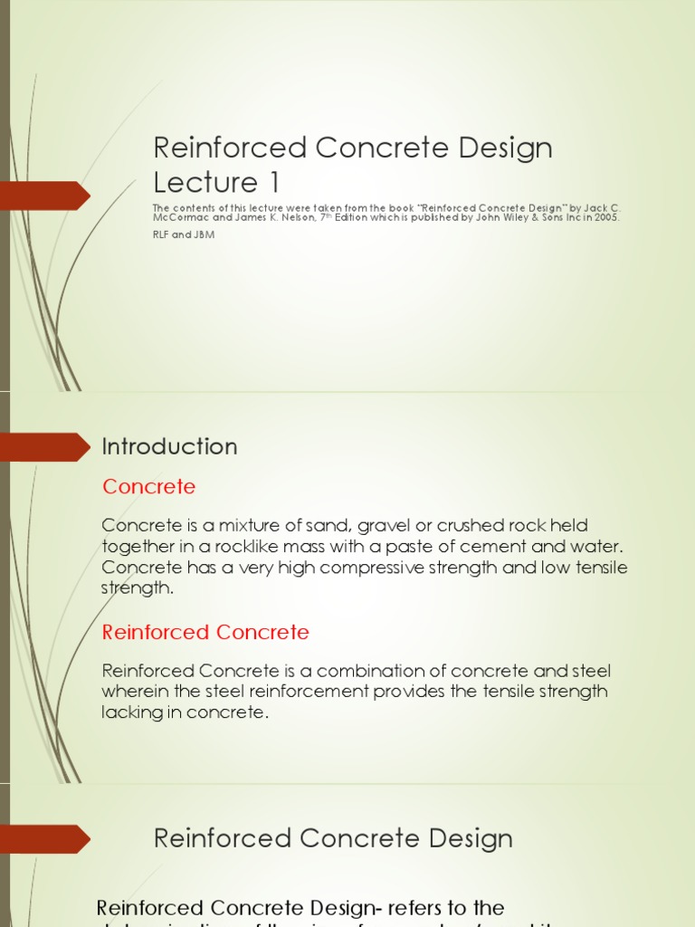 Unit1-RC Design (Introductory Lecture) | PDF | Concrete | Strength Of ...