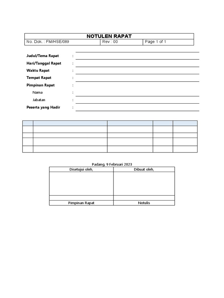 Form MoM - SHE Pasoka | PDF