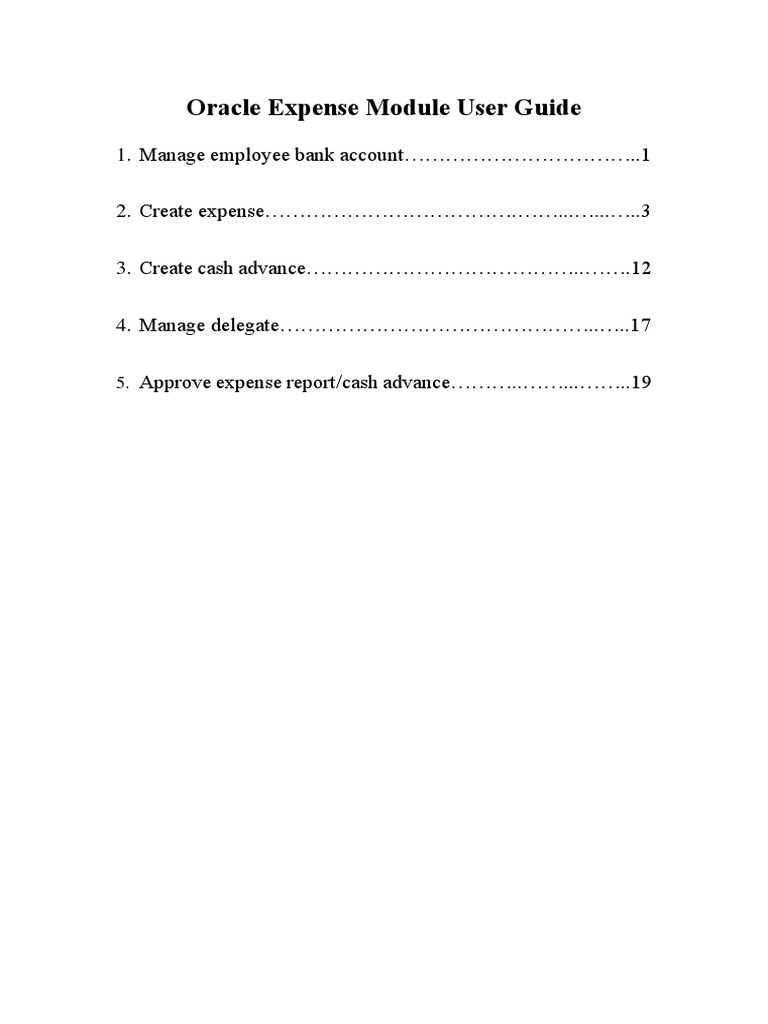 Oracle Expense Module User Guide | PDF