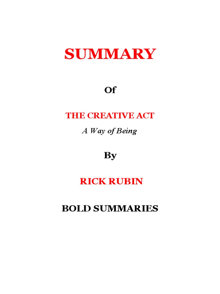 Summary of The Creative Act | PDF | Creativity | Cognition