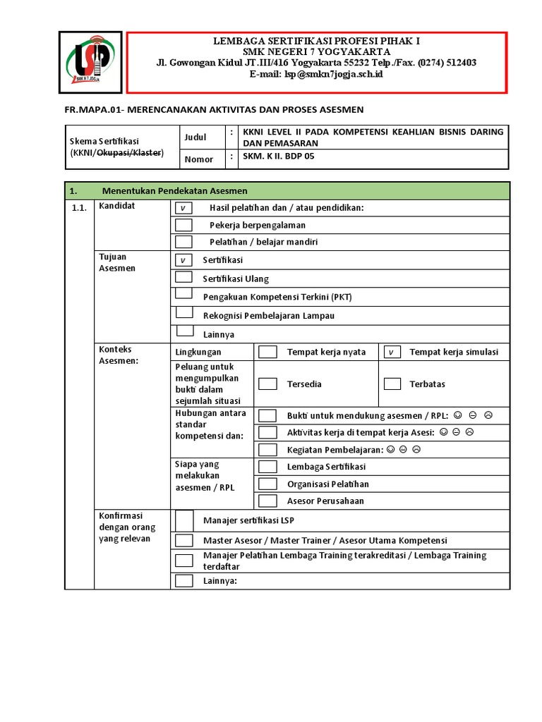 MAPA.01 Merencanakan Aktivitas Dan Proses Asesmen 24 Mei | PDF