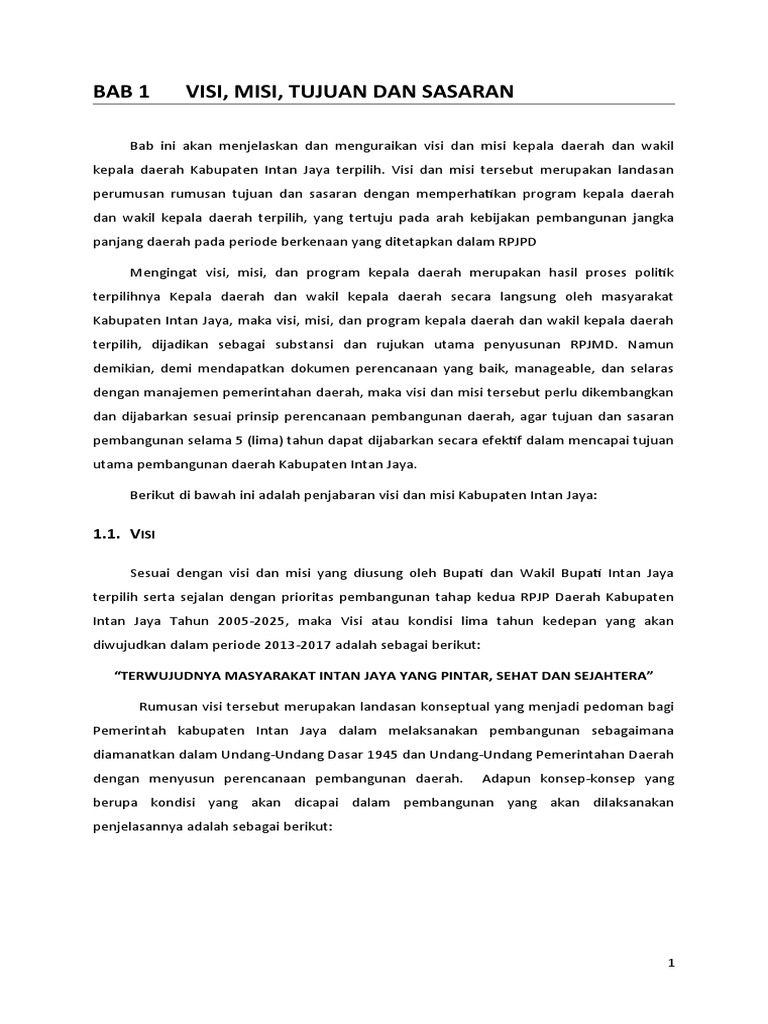Visi Dan Misi Intan Jaya 17-23 | PDF