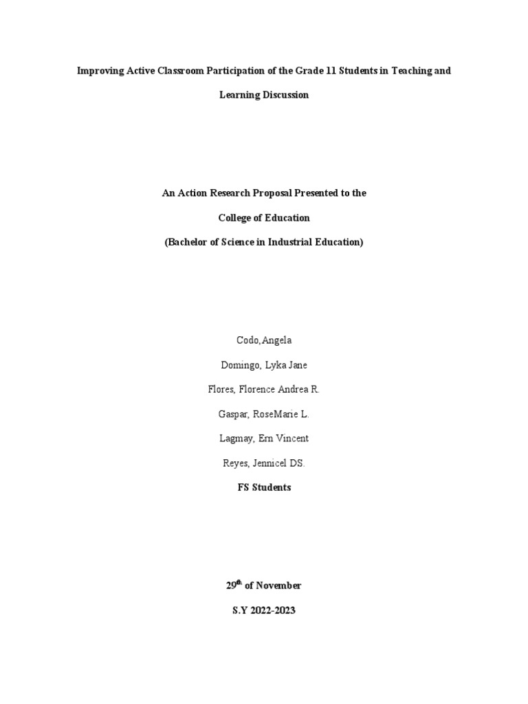 Classroom Based Action Research (ZNHS) | Download Free PDF | Learning ...