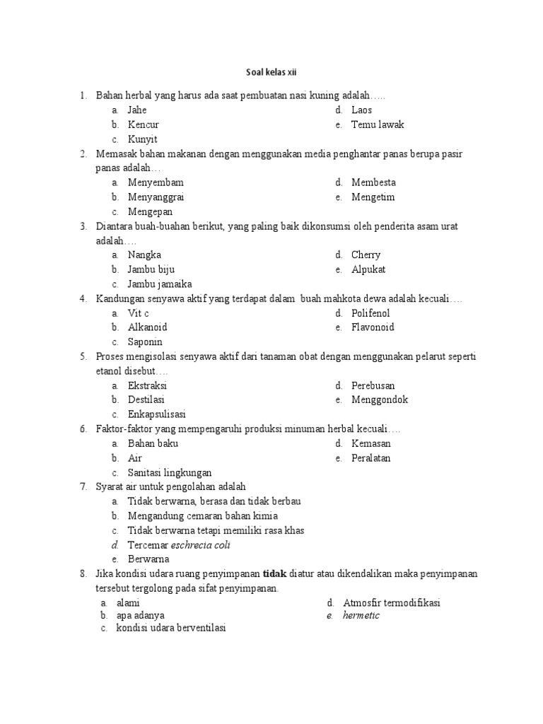 Soal Kelas Xii (1) Semster 1 | PDF | Sains & Matematika