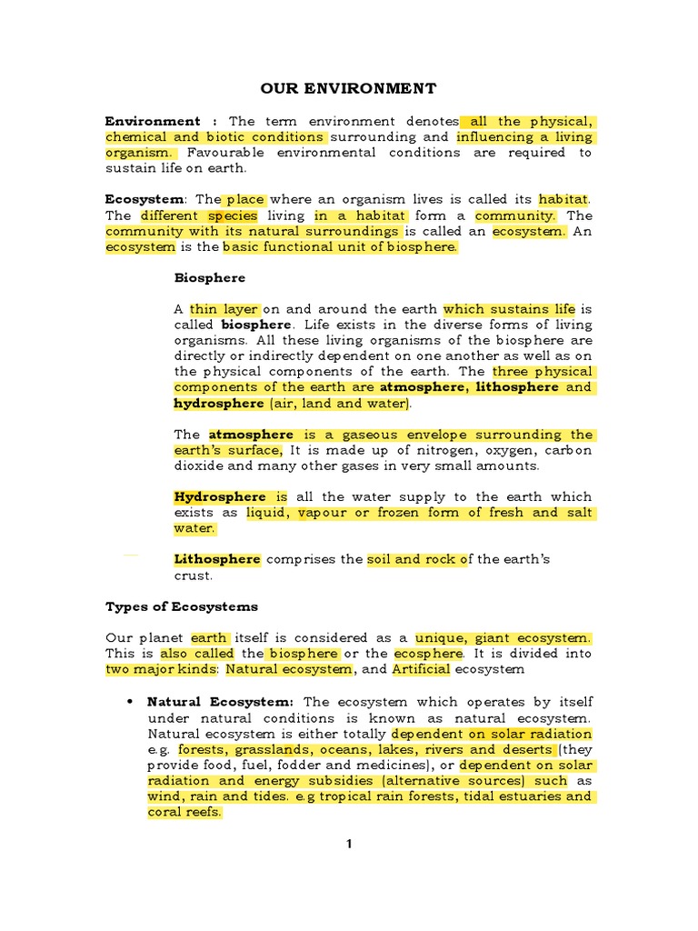 Lecture 2-7 Our Environment | PDF | Ecosystem | Food Web