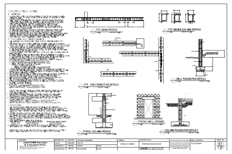 Typ. Beam Profile Typ. Beam & Column Profile: Edecorp Design ...