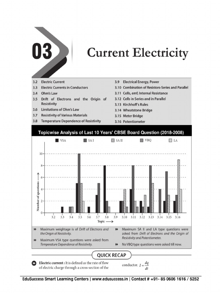Chapter 3 - Current Electricity | PDF