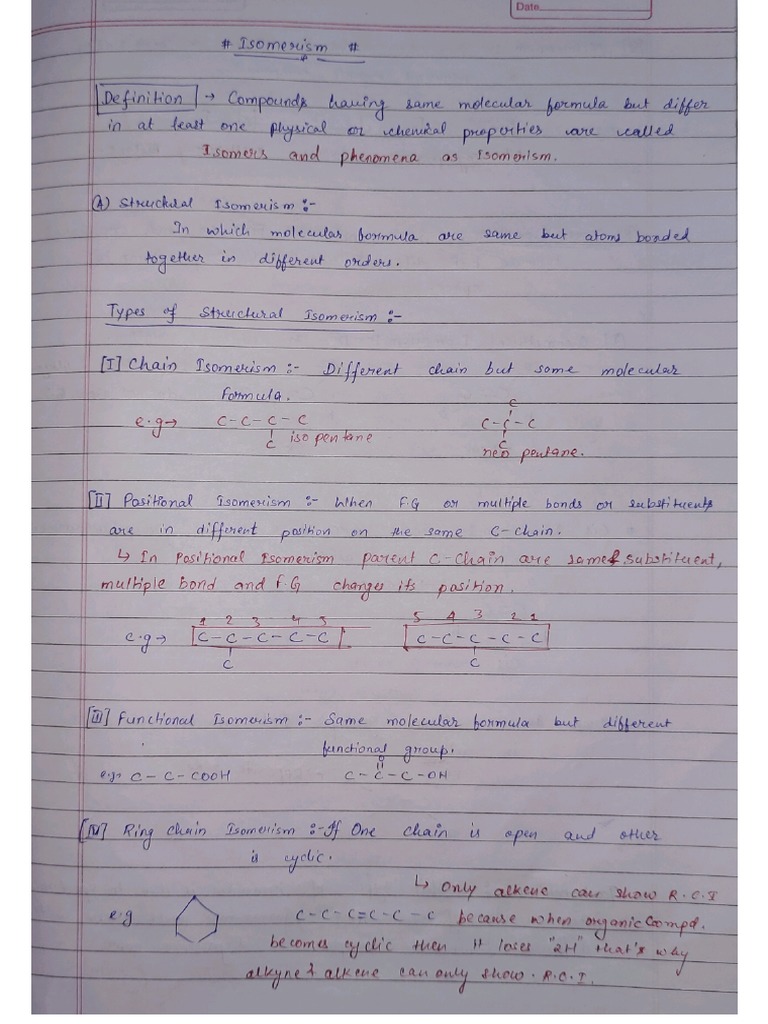 Isomerism Short Notes | PDF