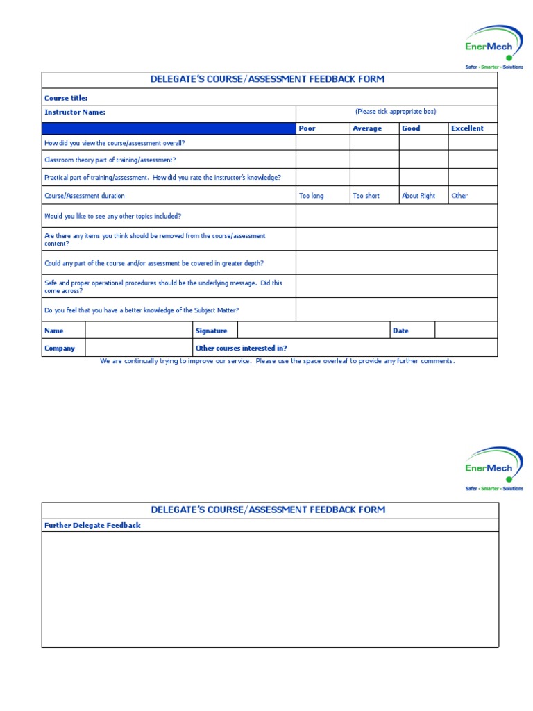 Training Feedback Form | PDF