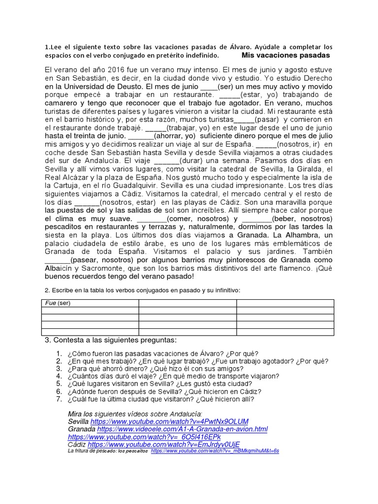 2.5 Mis Vacaciones Pasadas | PDF | Sevilla | Granada