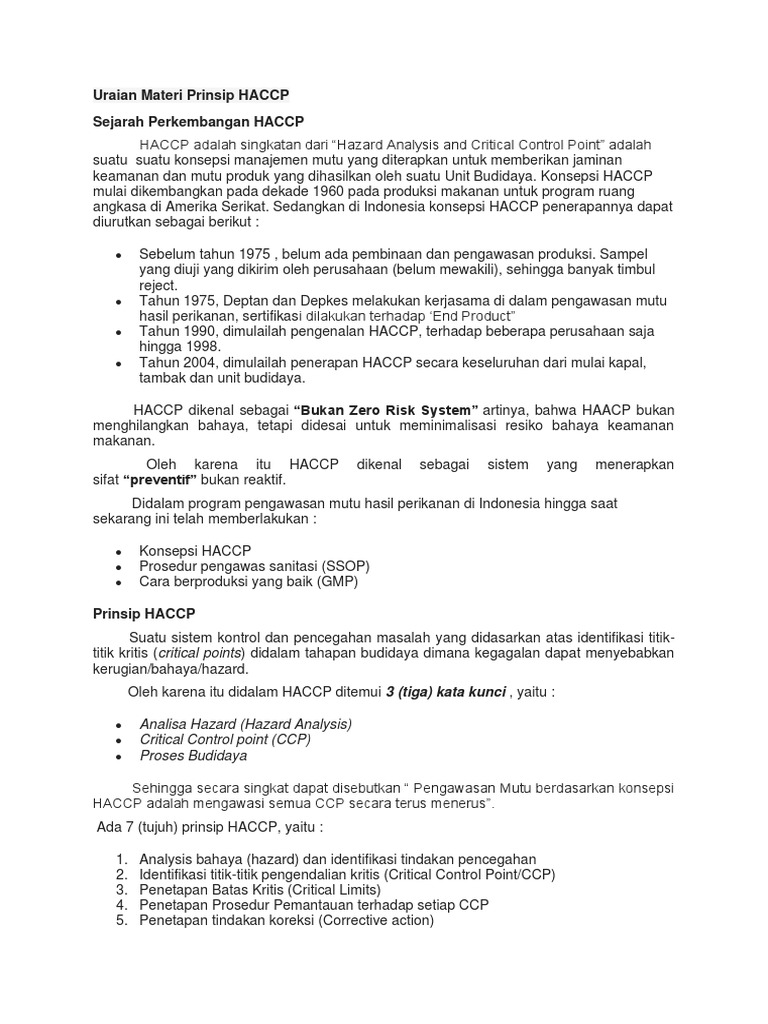 Prinsip HACCP Pada Budidaya Perikanan | PDF