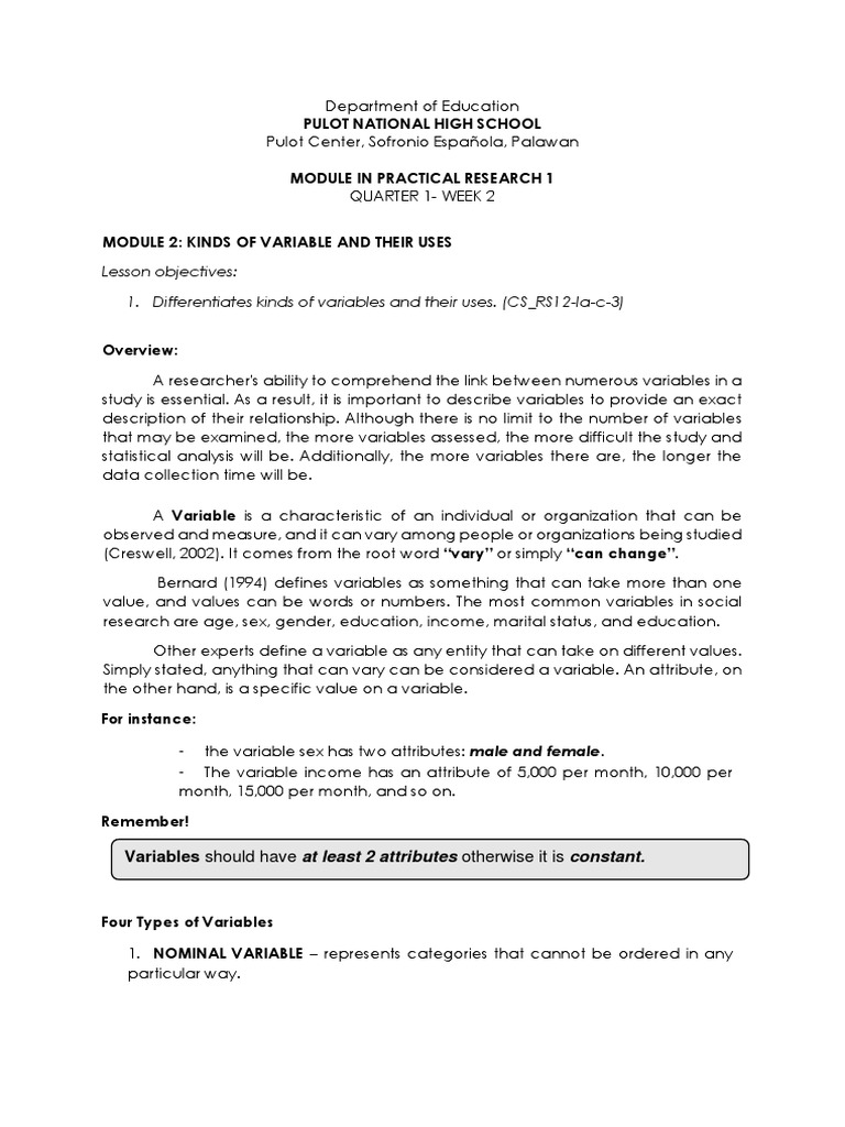 PR2 - Module 2 | Download Free PDF | Dependent And Independent Variables