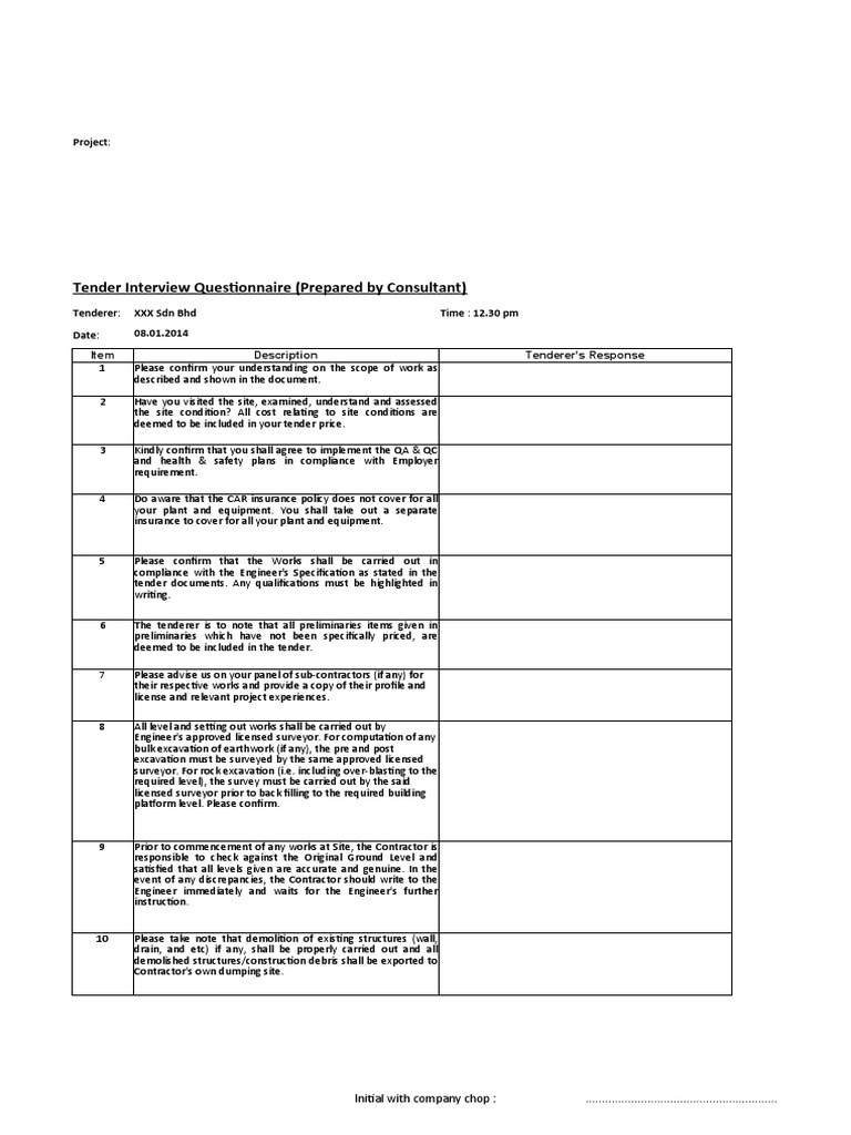 Piling Tender Questionnaire To Share | PDF | Deep Foundation | Business