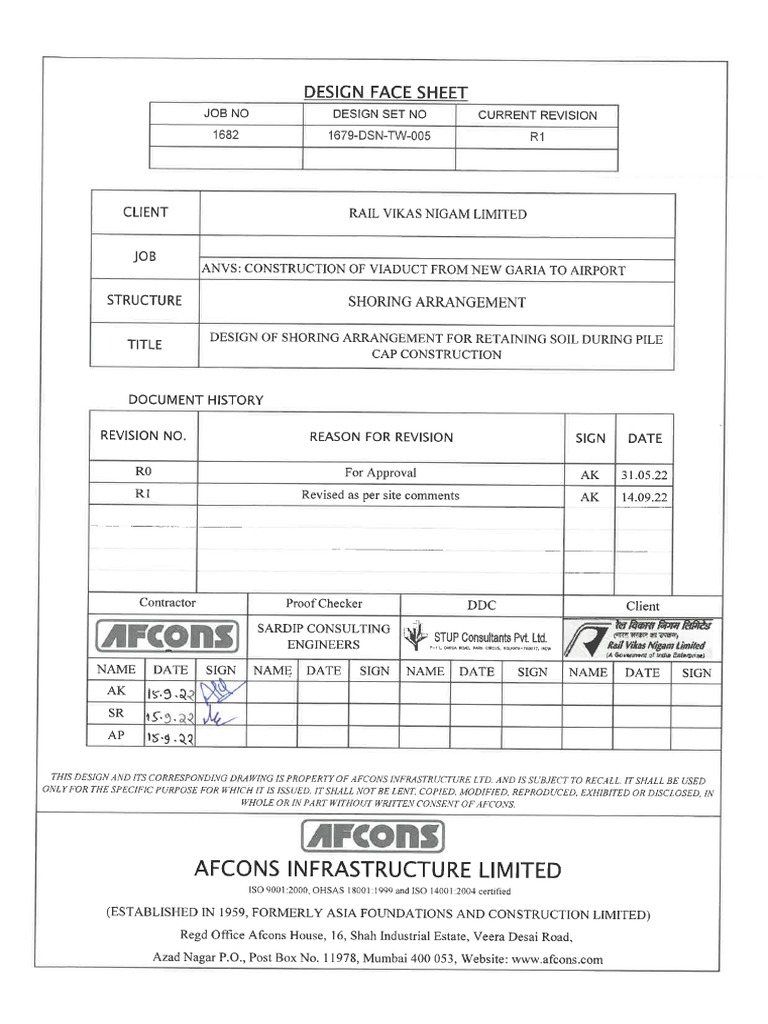 Design of Shoring Details For Pile Cap Construction For Piers CP807 To ...
