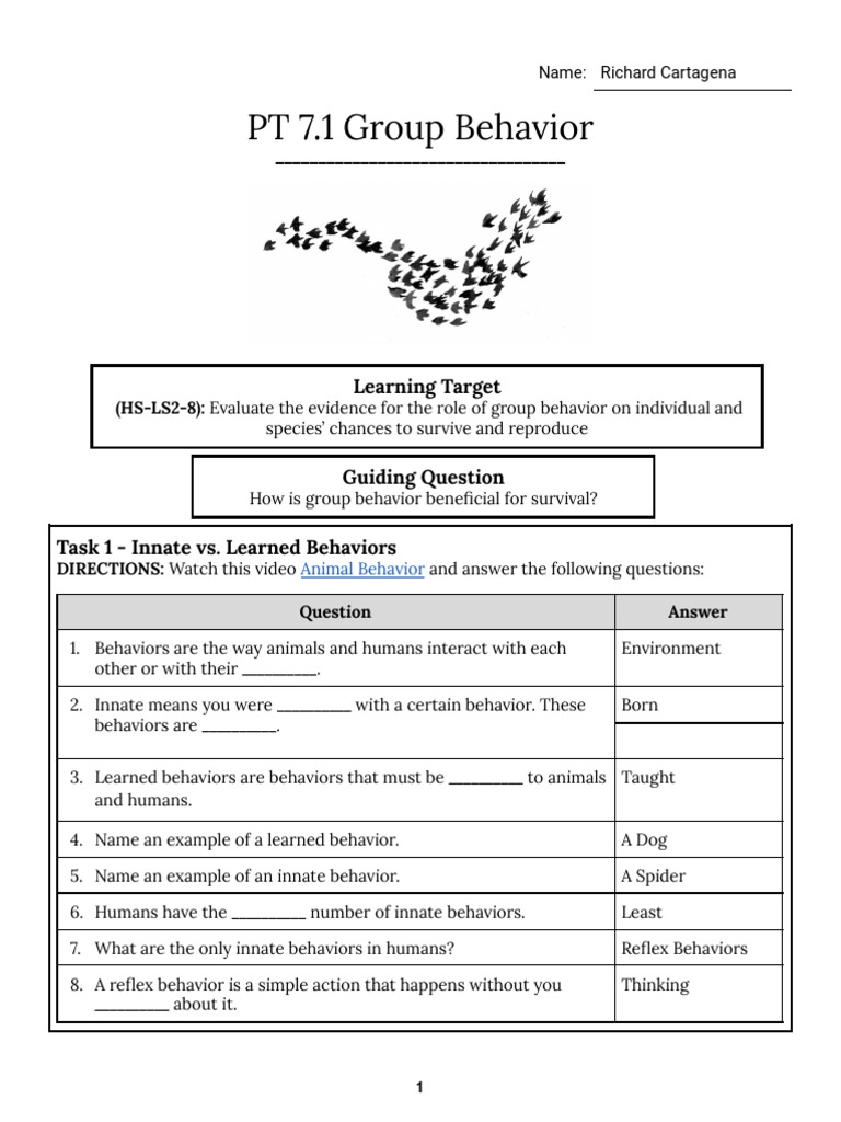 Benefits of Animal Group Behavior | PDF | Instinct | Predation