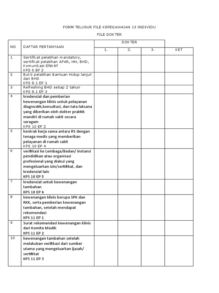 01-FORM TELUSUR FILE KEPEGAWAIAN 13 INDIVIDU | PDF