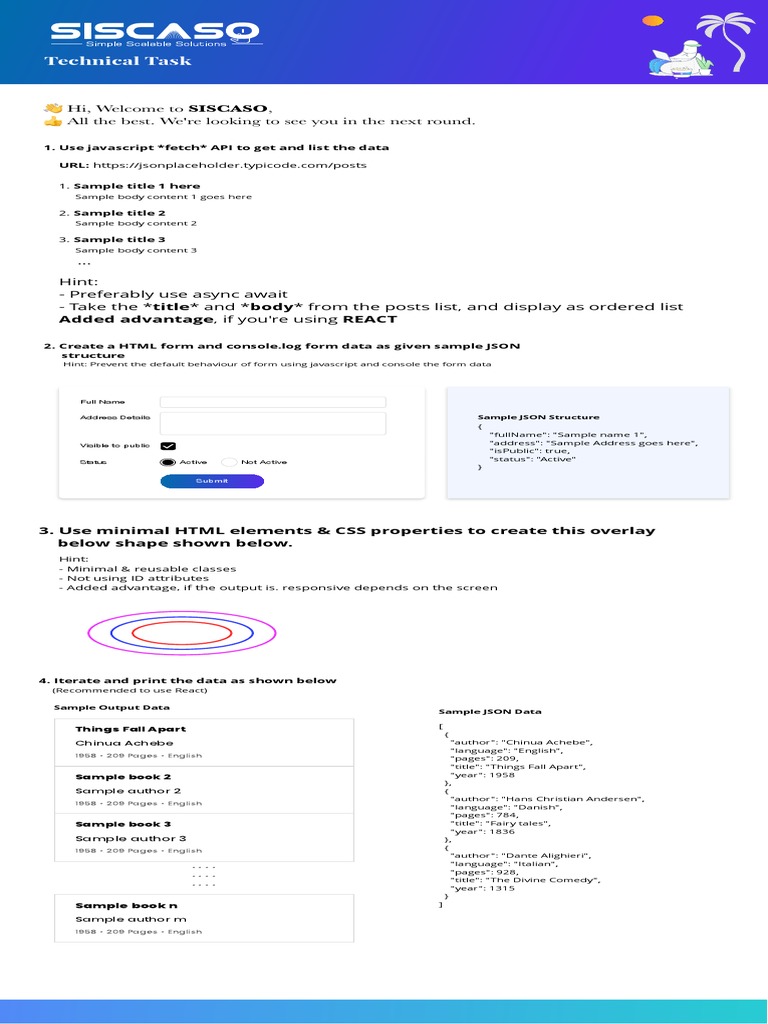 Siscaso Technical Task 01 2023 | PDF | Java Script | Json