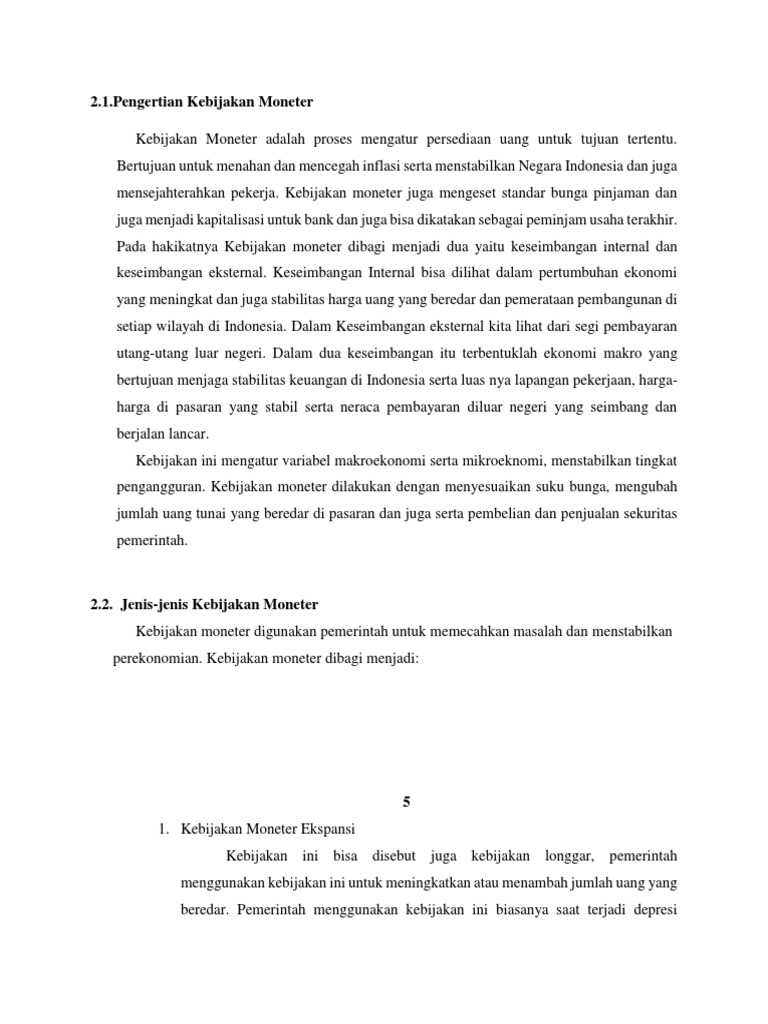 Pengertian Kebijakan Moneter Dan Jenis-jenis Dai Kebijakan Moneter | PDF Pengertian Kebijakan Moneter Dan Jenis-jenis Dai Kebijakan Moneter | PDF