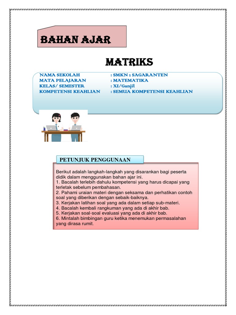 Bahan Ajar Matriks | PDF