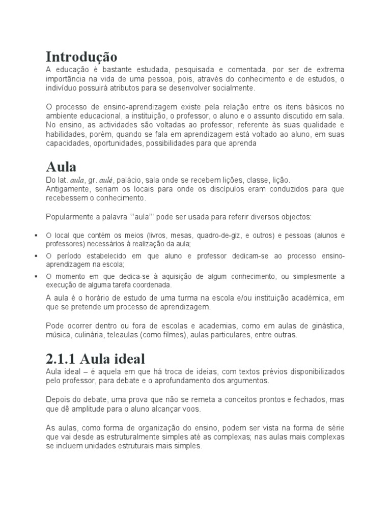 Aula Ideal e Professor Ideal. | PDF | Lição | Aprendizado