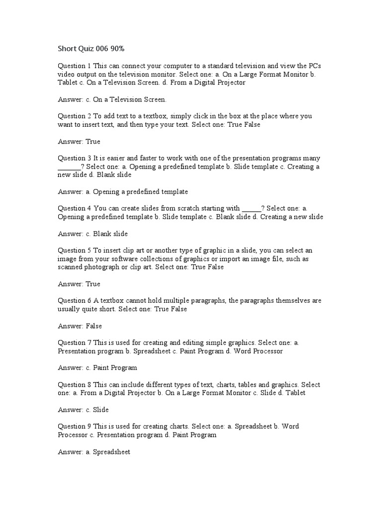 PowerPoint Basics Quiz | PDF