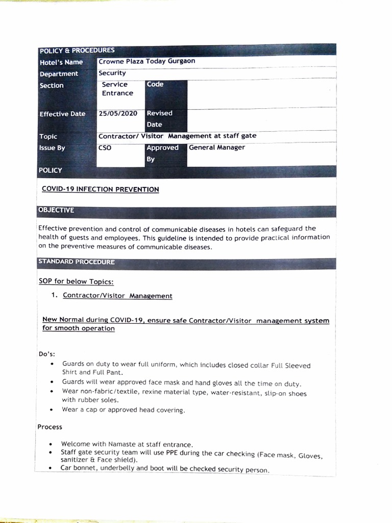 COVID-19 Visitor Management Policy | PDF | Finance & Money Management