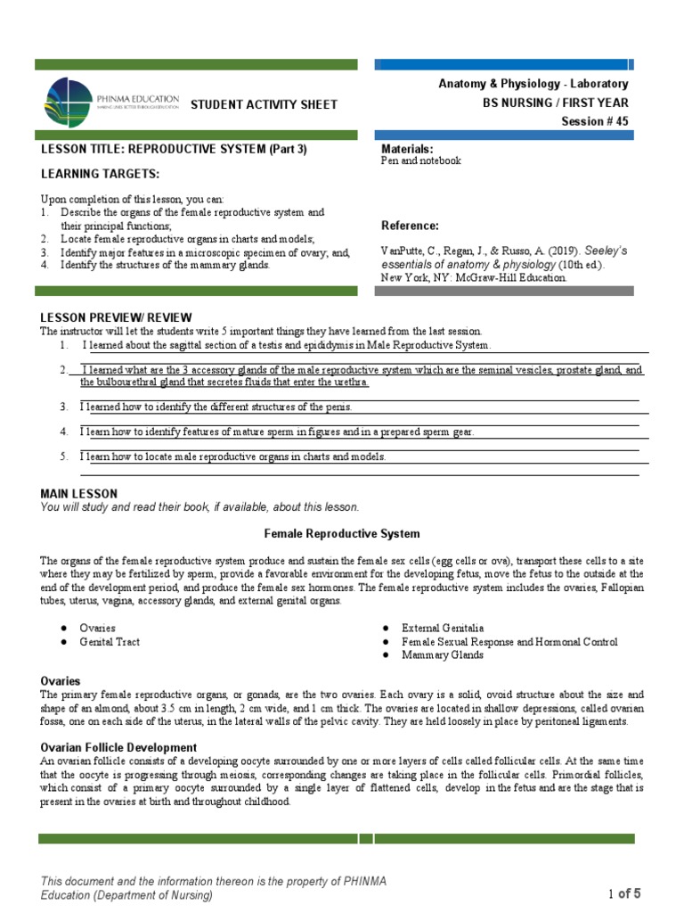 Session #45 SAS - AnaPhy (Lab) (Agdana, Nicole Ken) | PDF | Ovary | Uterus
