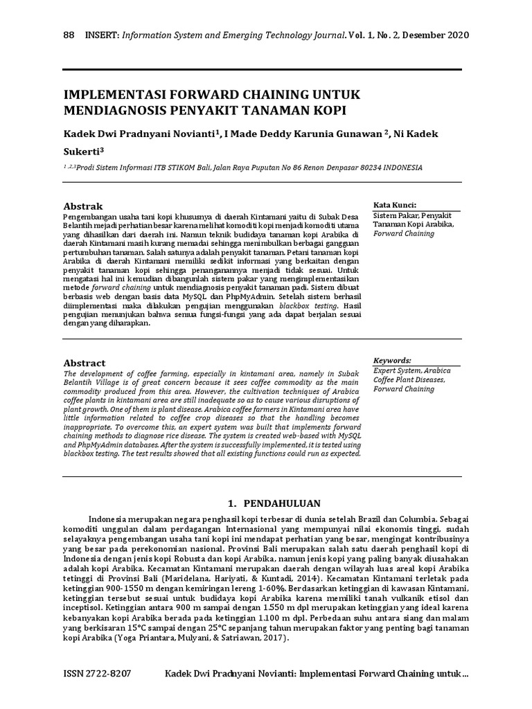 Implementasi Forward Chaining Untuk Mendiagnosis Penyakit Tanaman Kopi ...