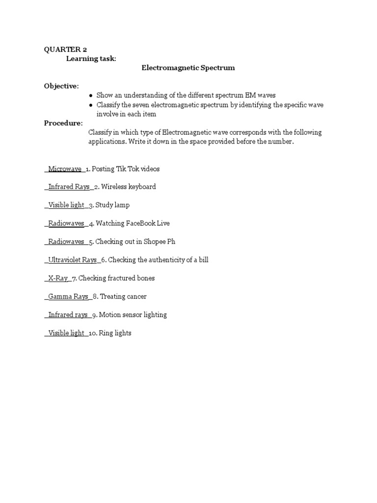 Josefa Andrea Jalamanan - Q2 - TASK 1 - EM SPECTRUM | PDF