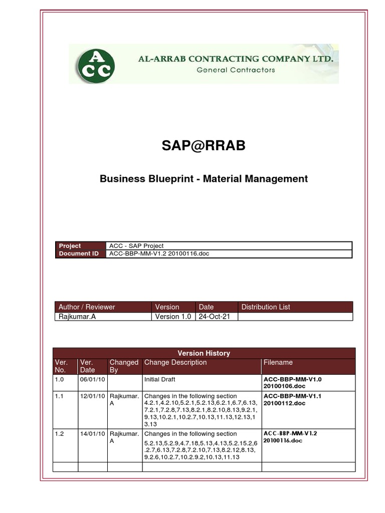 Sap MM BBP Sample For Contraction Company | Download Free PDF | Business Process | Logistics