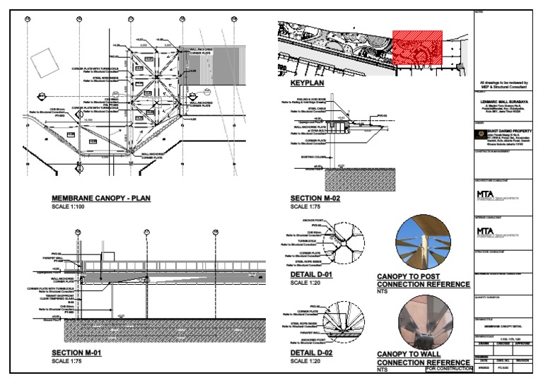 Membrane Canopy Detail Drawing | PDF | Architectural Design | Architecture