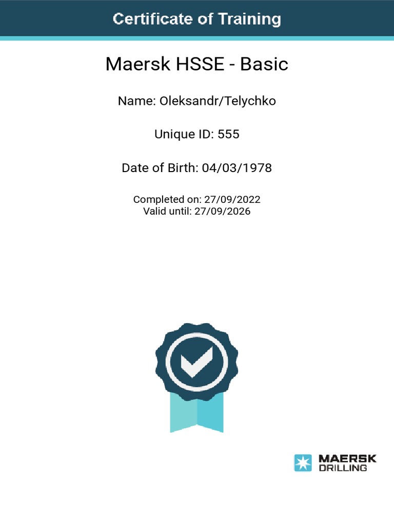 HSSE Certificate of Training | PDF