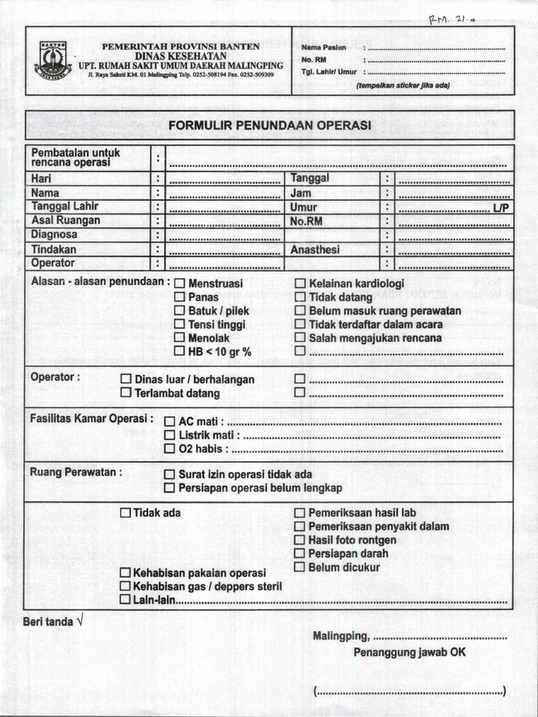 Form Penundaan Operasi | PDF