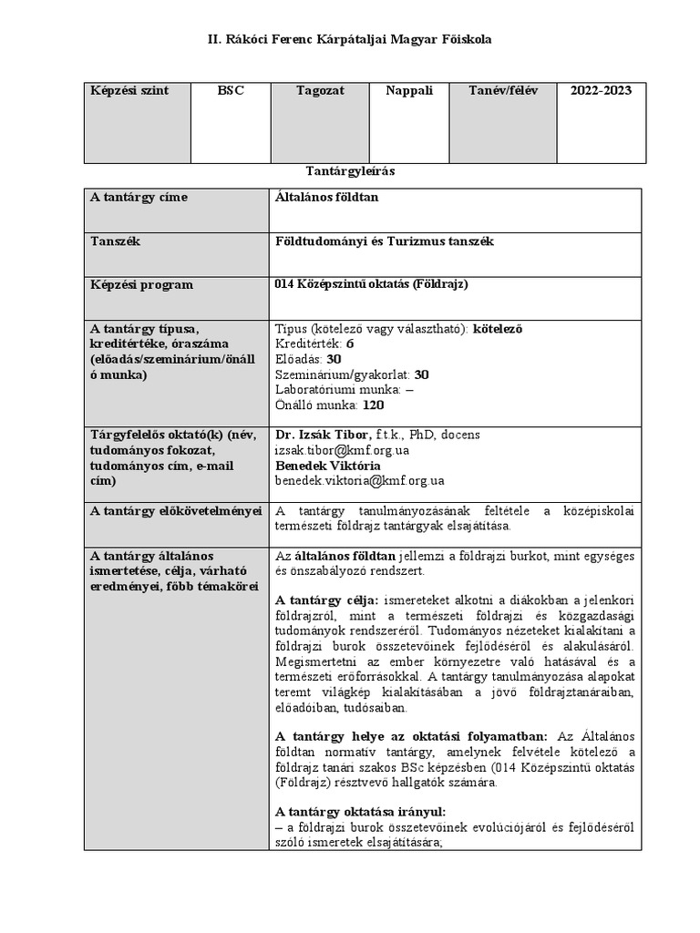 Sillabusz ATF Hu 2022 | PDF