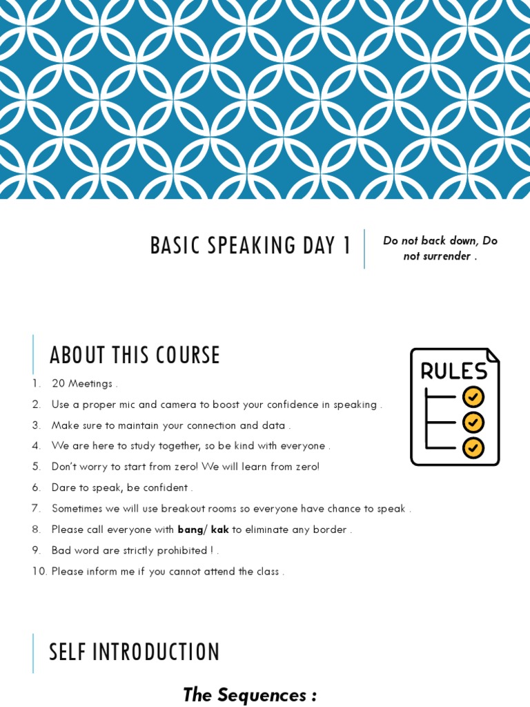 Basic Speaking - Introduction | PDF