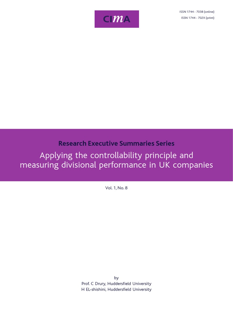 Applying The Controllability Principle and Measuring Divisional ...