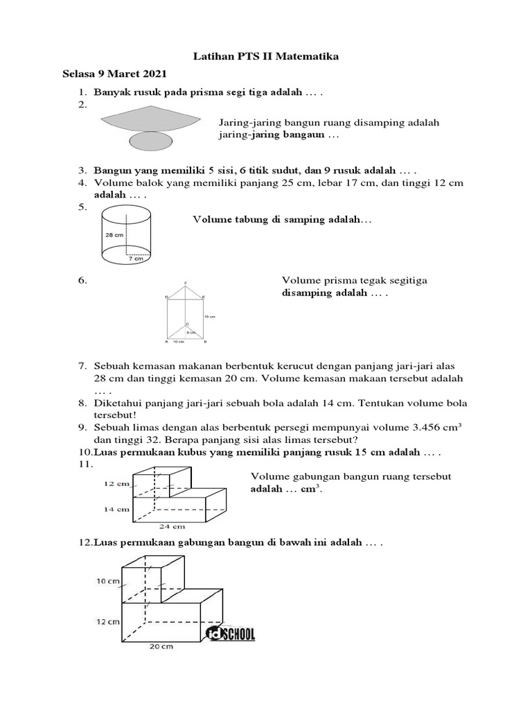 Latihan PTS II Matematika | PDF