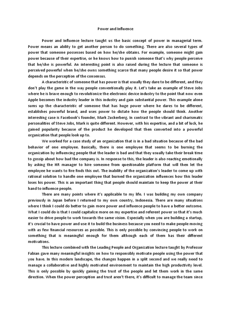 Power and Influence | PDF | Business | Cognition